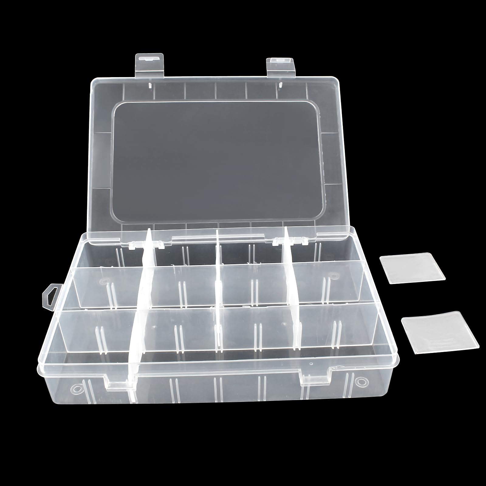 uvbws 1 Pack 12 Grids Plastic Organizer Box with Removable Dividers, Adjustable Storage Box Clear Storage Container Craft Box for Jewelry, Crafts,Buttons, Thread, Pins, Beads and more