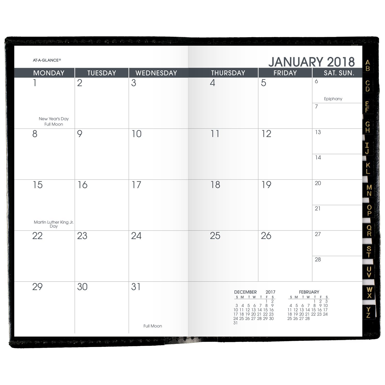 AT-A-GLANCE Monthly Planner, January 2018 - January 2019, 3-1/2" x 6-1/8", Black (7006405)