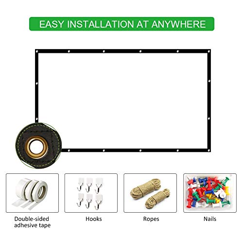 APAINI 16:9 Foldable 120 inch Projector Screen PVC Fabric Projection Screen for Education Office Home Theater Outdoor Cinema