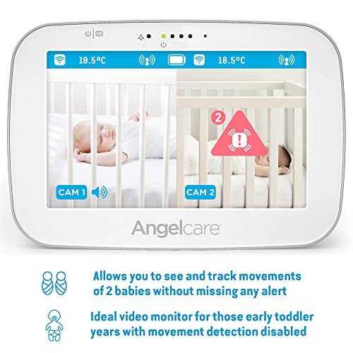 Angelcare 3-in-1 AC527 Baby Monitor, with Movement Tracking, 5ββ Video, Sound & Temperature Display on Camera