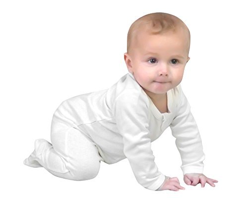 Owlivia Organic Cotton Baby Pajamas, Boys Girls Zip Front Sleep 'N Play, Footed Sleeper, Long Sleeve(Newborn, Ivory White)