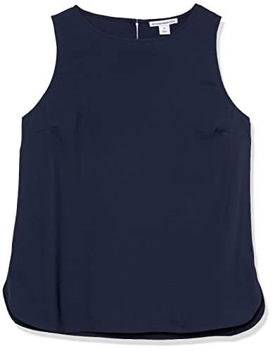 Amazon Essentials Women's Regular-Fit Sleeveless Layering Tank Top Crew Neck, Navy, Large
