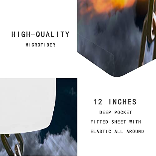 F-CHU Soccer Fitted Sheet Set for Teens and Boys 3D Soccer Pattern Bed Sheet for Kids Soccer Bedding Set 1 Fitted Sheet with 1 Pillowcases (Twin Size)
