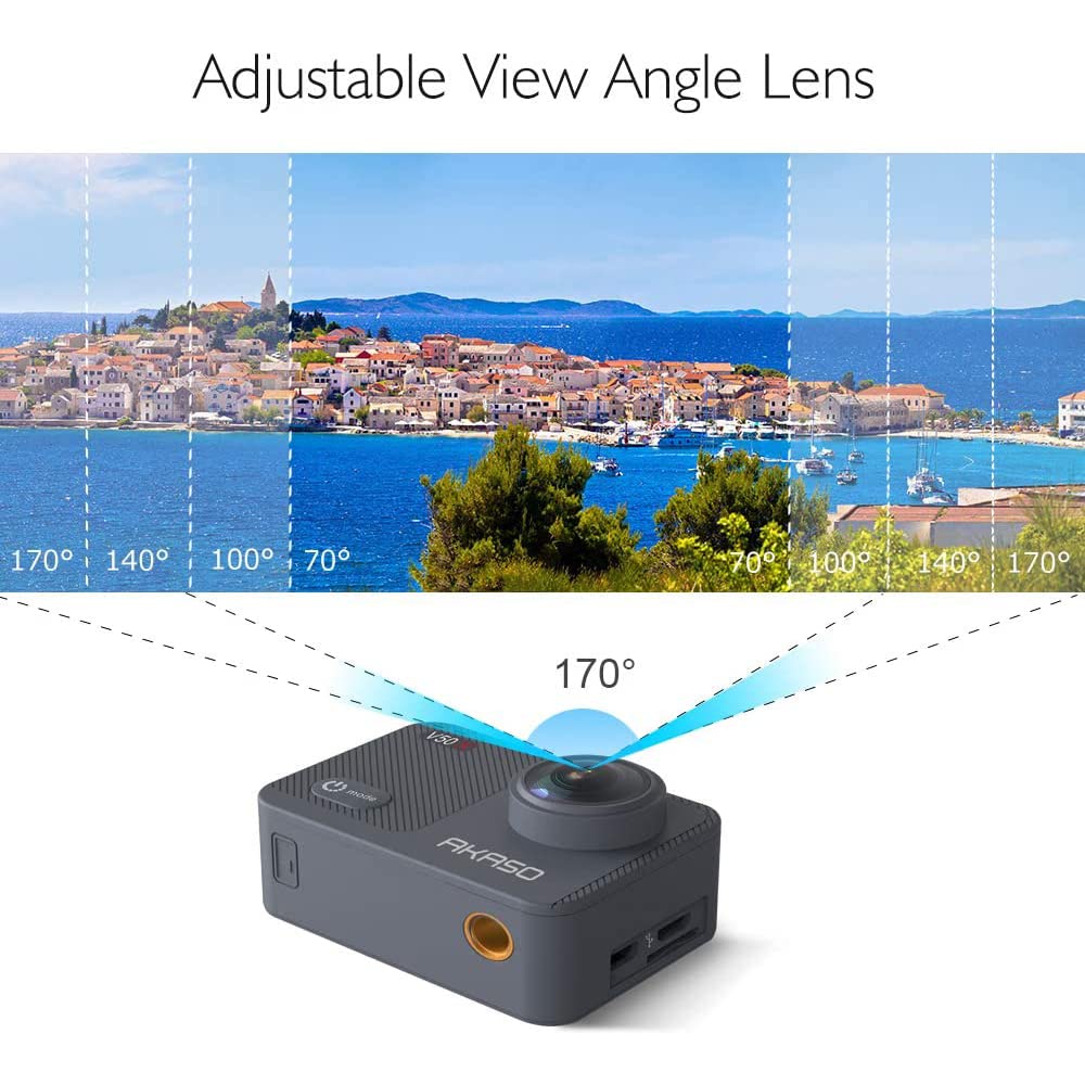 AKASO V50X Native 4K30fps WiFi Action Camera with EIS Touch Screen Bundle with Lexar 32GB Memory Card 7-in-1 Action Camera Accessory Kit