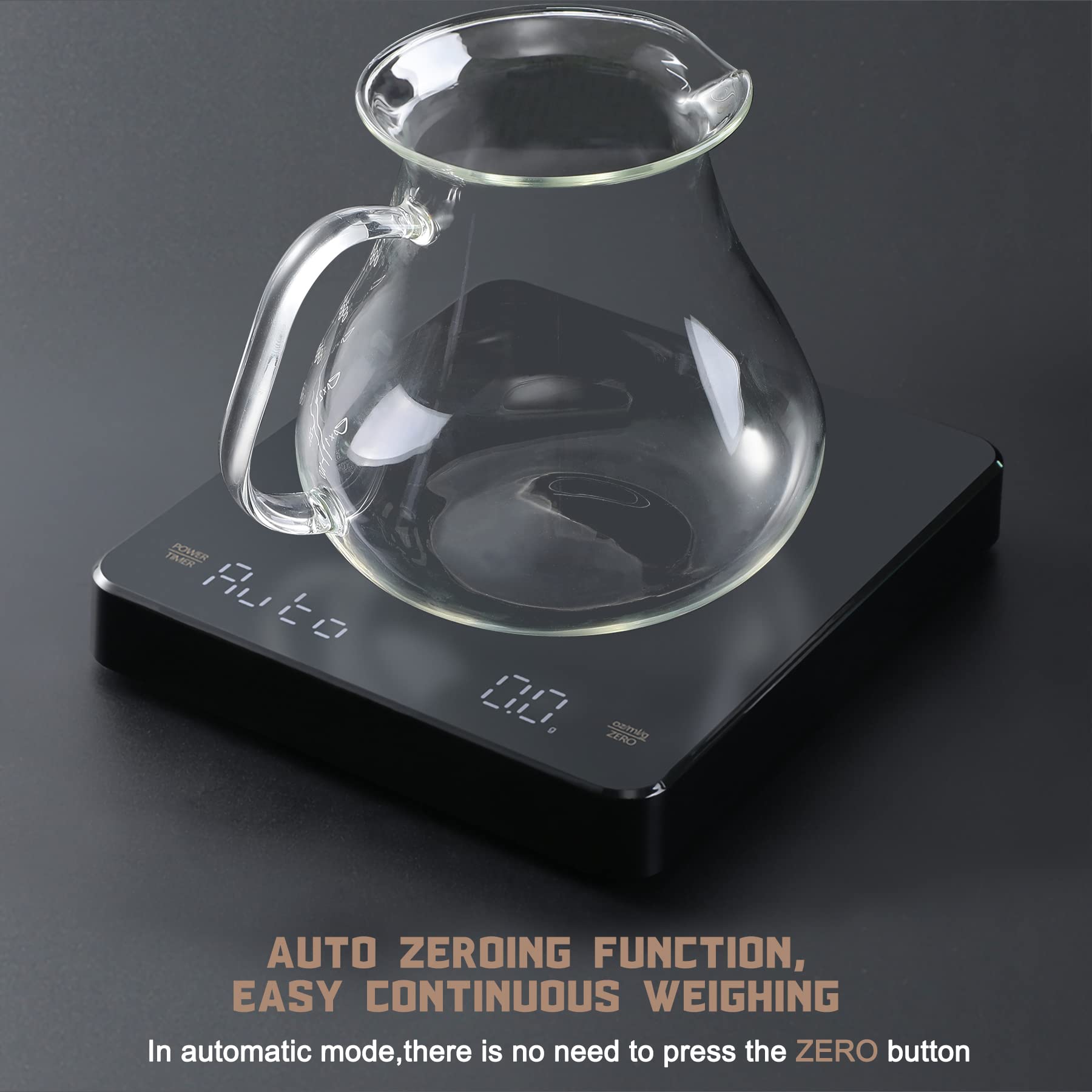 Ataller Auto Timing Coffee Scale, USB Rechargeable Digital Coffee Scale, Electronic Espresso Scale, Drip Coffee Scale, Kitchen with Timer Scale, Graduation 0.1g, Max 3000g, Upgraded Version