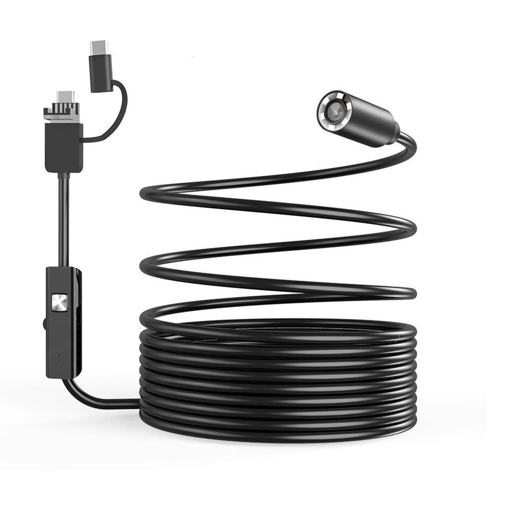 BHVXW 5.0MP USB Endoscope 14.2MM Auto Inspection Camera Industrial Borescope with 6 LED for Pipe Sewer Drain Inspection (Size : 2m)