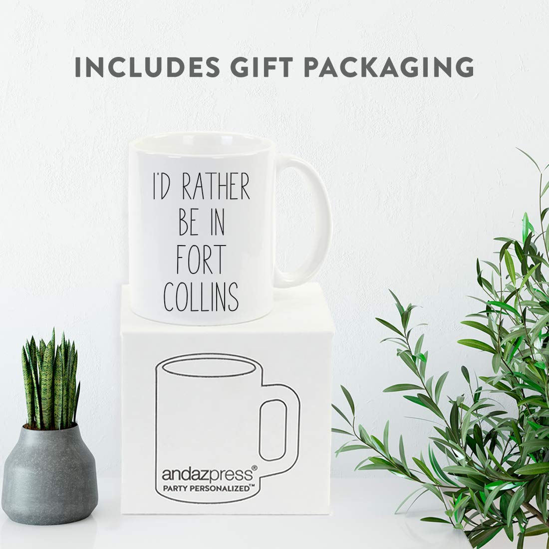 Andaz Press U.S. City 11oz. Coffee Mug Gift, I'd Rather Be in Fort Collins, Colorado, 1-Pack, Long Distance College Going Away Study Abroad Birthday Christmas Gifts