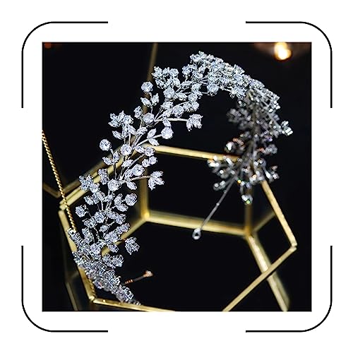 Aoligrace CZ Bride Headband Birthday Party Headpiece Silver Gold Cubic Zirconia Bridal Headwear Wedding Hair Accessories
