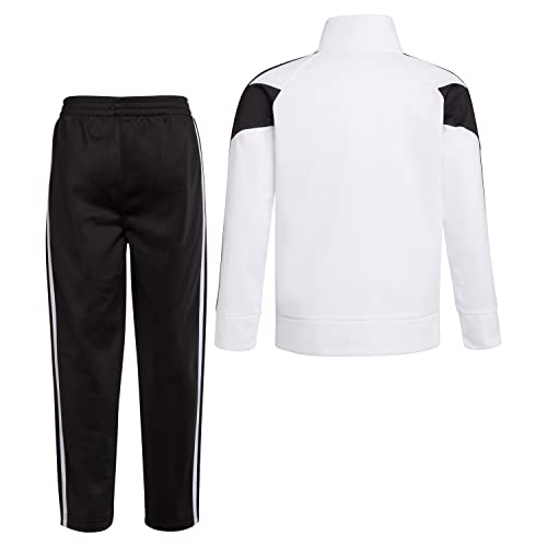 adidas Boys' 2 Piece Colorblock Tricot Track Set, White, 5