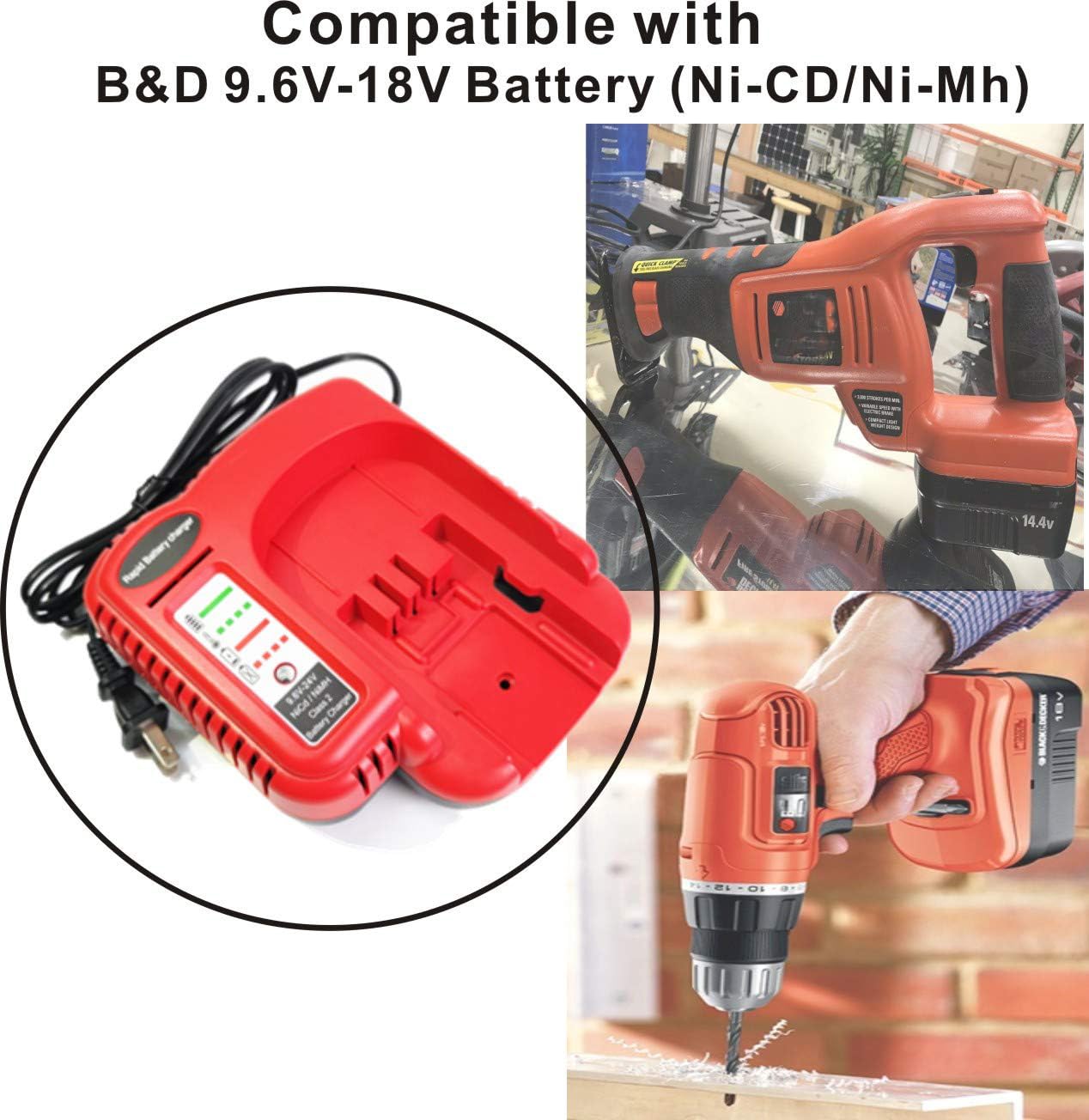 ANOITD BDFC240 BDCCN24 Multi-Volt Battery Charger for Black+Decker FSMVC 18V 14.4V 12V 9.6V 24V NiCD&NiMH Battery Black & Decker Firestorm HPB24 HPB18 A1718 FS18FL HPB14 HPB12