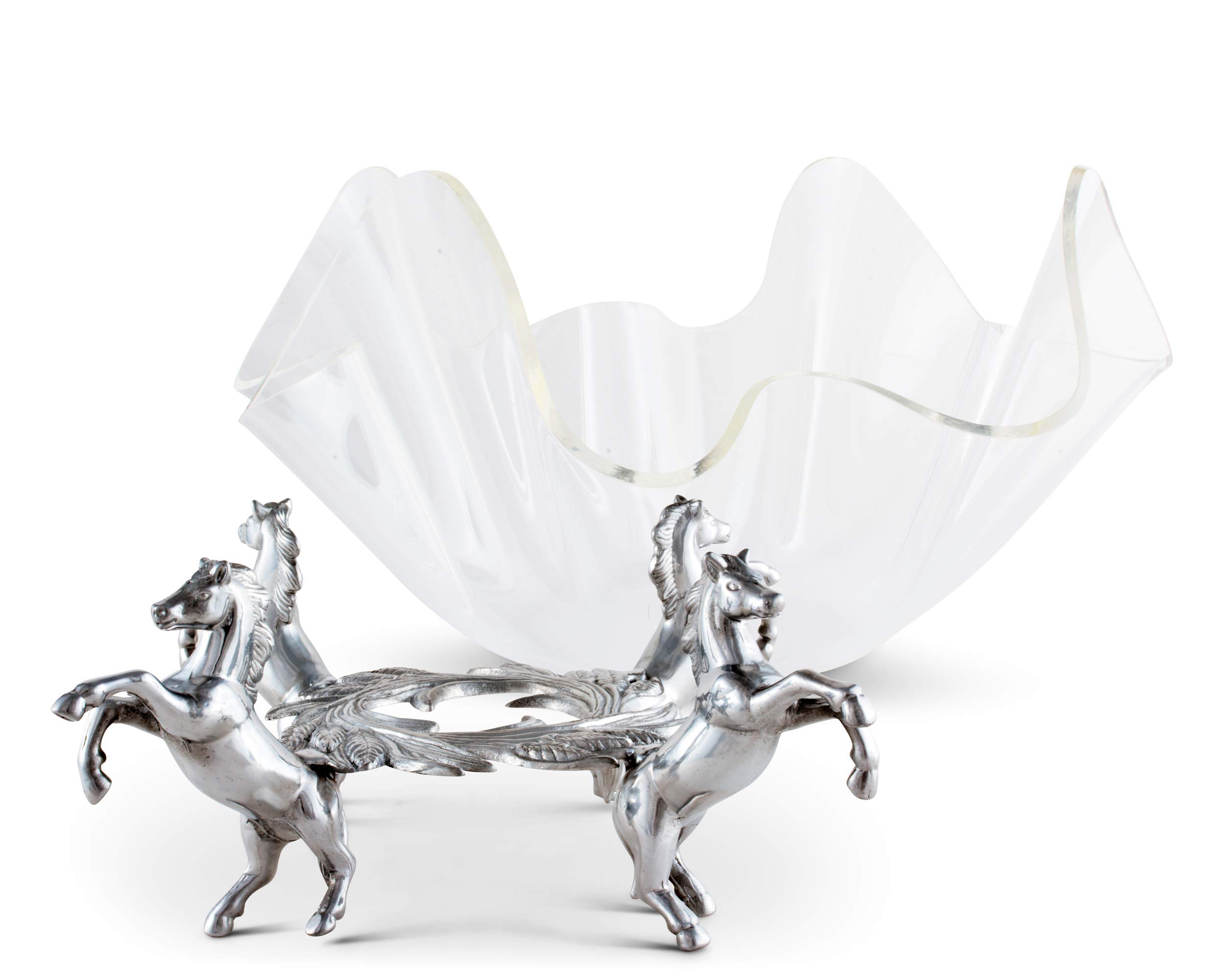 Arthur Court Designs Aluminum Metal Horse Stand with Acrylic Serving Bowl Diameter: 11 inch Tall: 9 inch