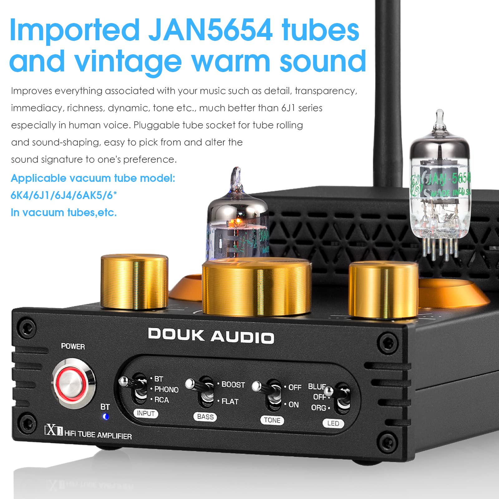 HiFi Stereo Bluetooth 5.0 Vacuum Tube Amplifier MM Phono Amp for Turntables 320W