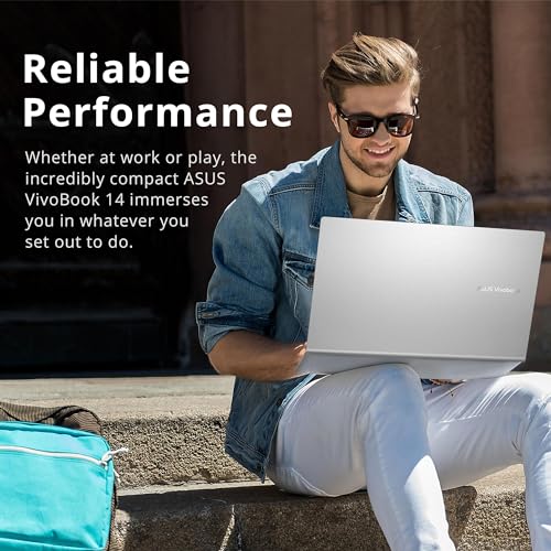 asus 2023 Vivobook 14/ HD Student Laptop, Intel Core i3-1115G4, 8GB RAM, 128GB PCIe SSD, Intel UHD Graphics, Webcam, WiFi 5, Bluetooth, Silver, Win 11, 32GB SnowBell USB Card