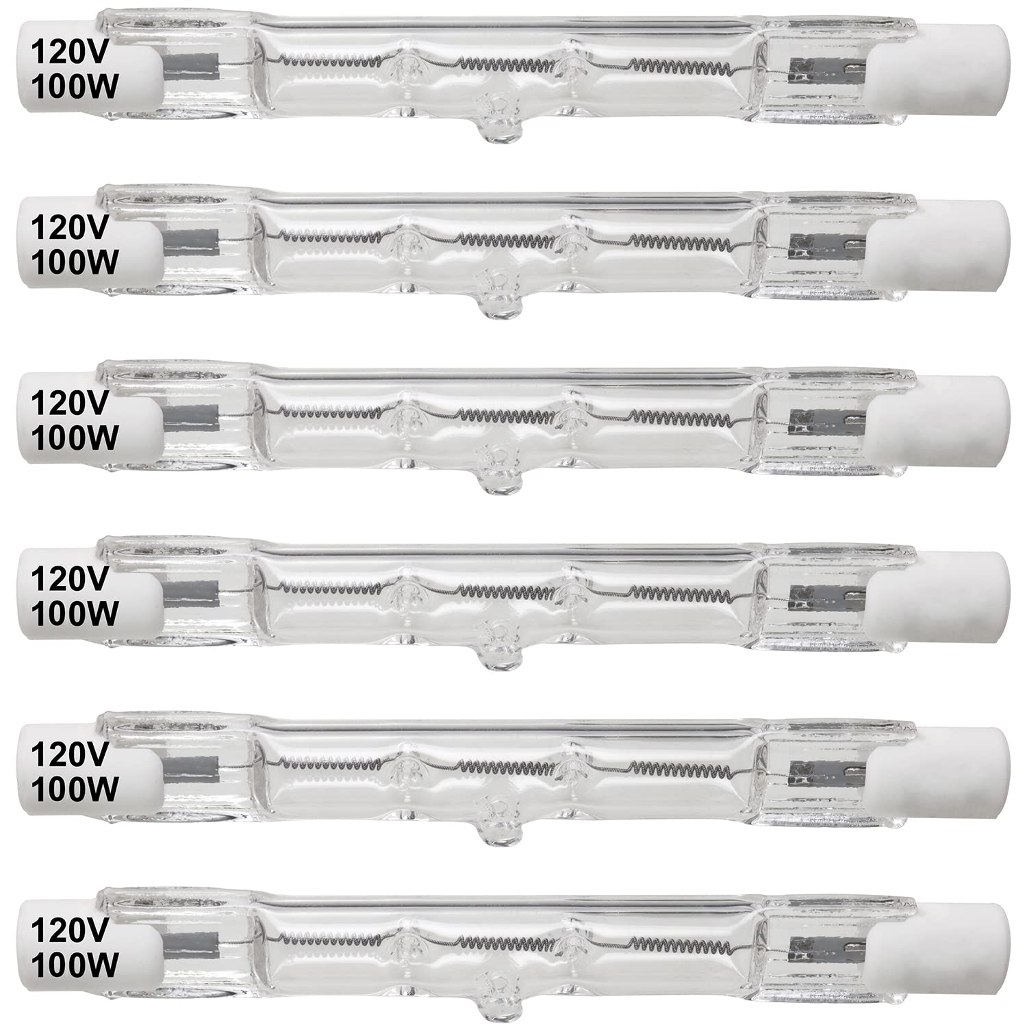 JJHXSM 6pcs R7S J78 Halogen Light Bulbs 120V 100W Tungsten Filament Double Ended Halogen Light Bulbs