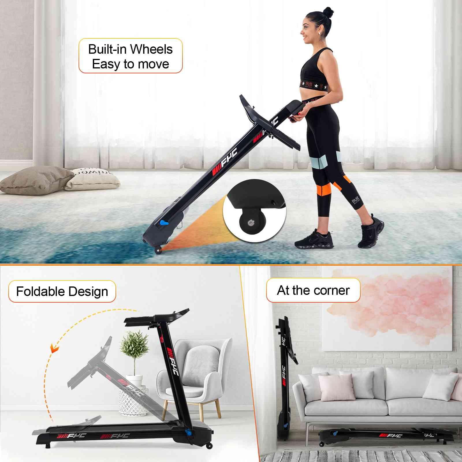 ATY 2.5 HP Folding Electric Treadmill with Display Screen for Home, Compact Running Machine w/Phone Holder & Safety Key, 240 LB Capacity, Jogging Walking Exercise Equipment, Black