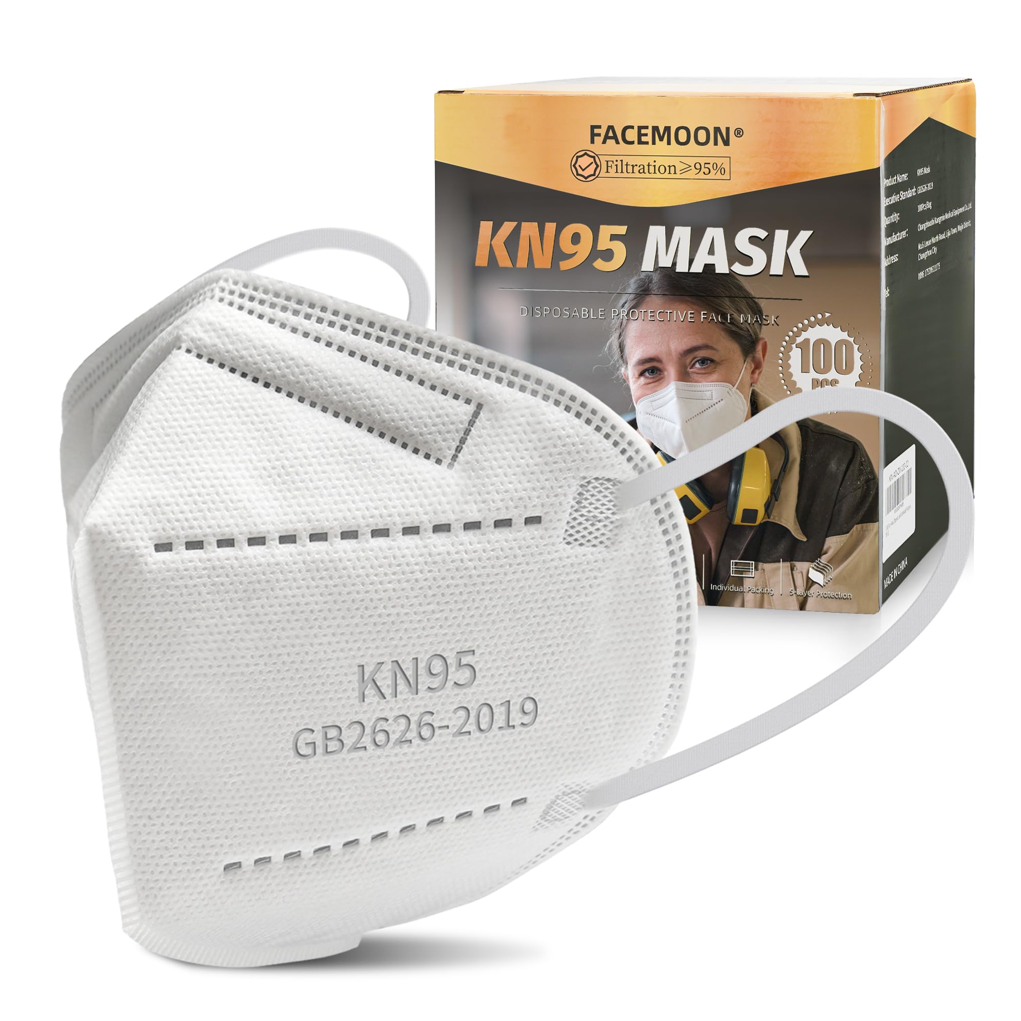 KN95 Face Mask Disposable Adults - 100 Pack Adjustable KN95 Mask 5 Layer Protection Breathable Comfortable Respirator Women Men KN95 Face Mask Individually Wrapped