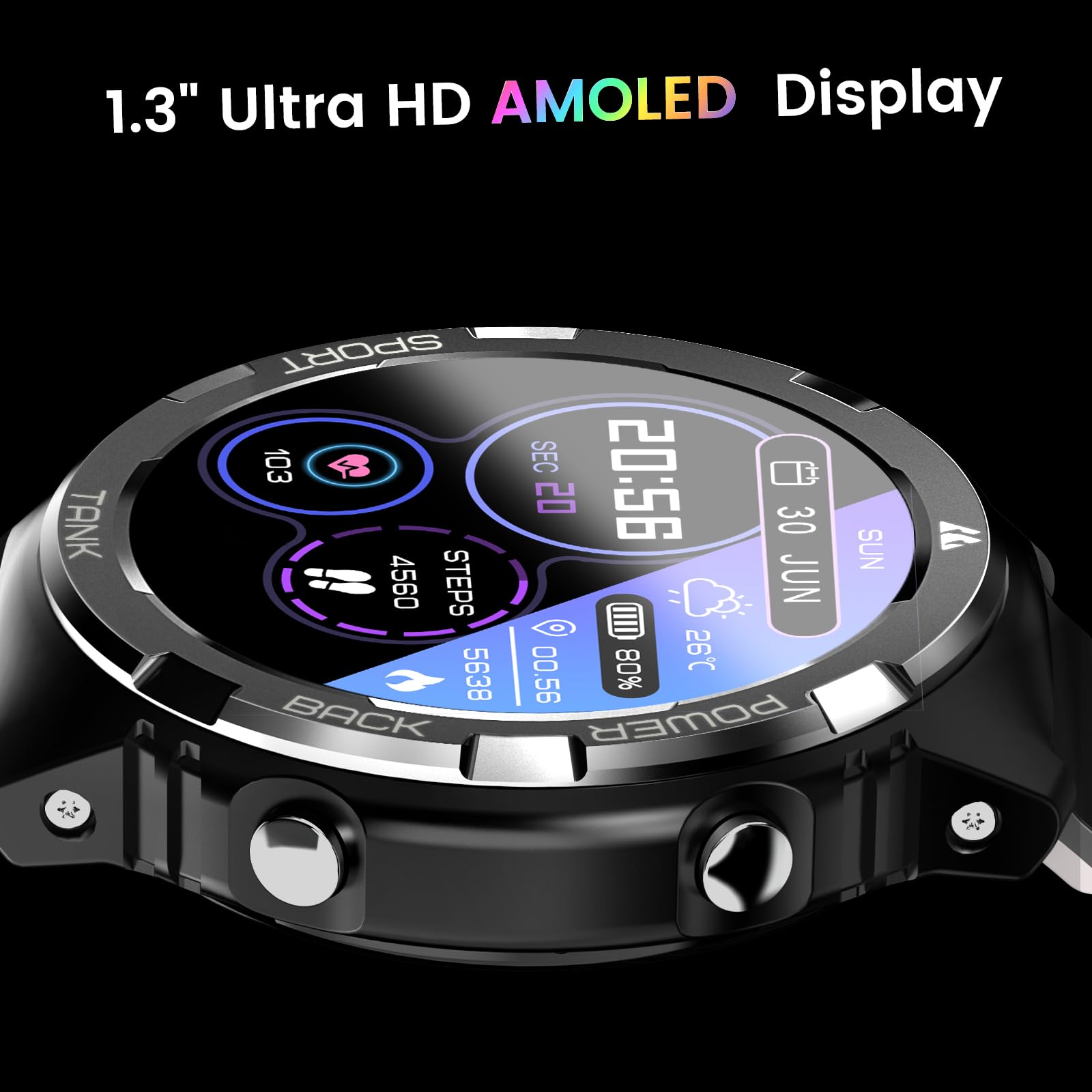 AMAZTIM Smart Watches for Women,Lightest Fitness Tracker with 5ATM Waterproof,Answer/Dial Calls,1.3'AMOLED Ultra HD Display,AI Voice Assistant 24H Sleep/Heart Rate (Black)