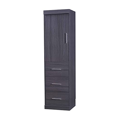 ATY Full Size Murphy Bed with Wardrobe and Drawers, Wood Storage Bedframe Can be Folded into a Cabinet, Bedroom Furniture, Save Space Design, No Box Spring Required, Gray