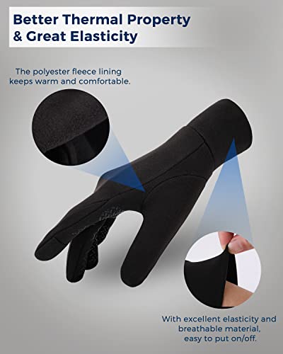 Aegend Running Gloves Women Men Touch Screen Cycling Sports Mittens Liners Warm Gloves, Black, Medium
