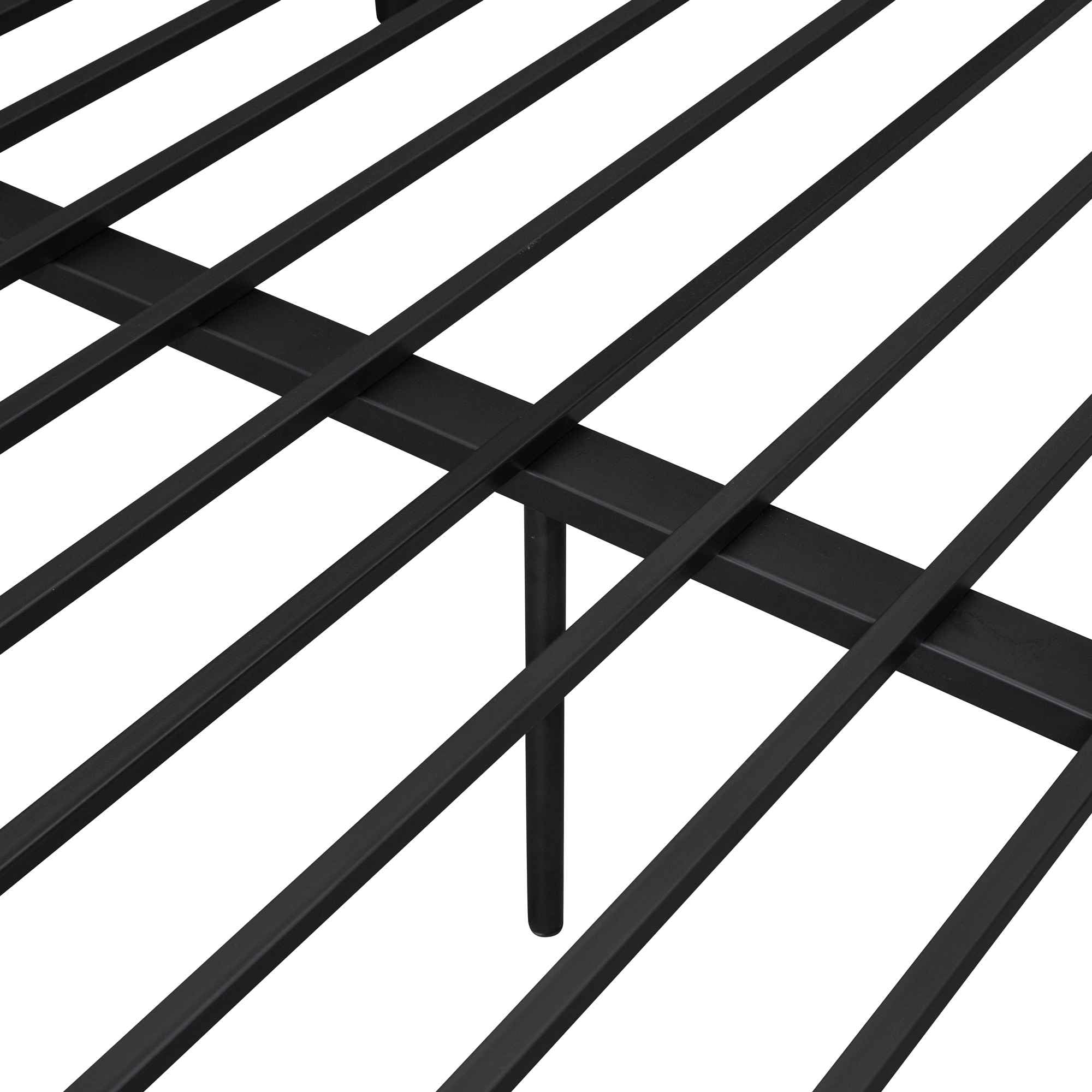 ATY Metal Bunk Bed Full XL Over Queen Size, Convertible Sturdy Bedframe w/Ladder and Guardrail, Can Seperated into 2Beds,No Box Spring Needed, for Kids, Teens, Adults, Black