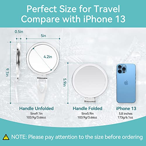 B Beauty Planet 20X Magnifying Mirror, Two Sided Mirror, 20X/1X Magnification, Folding Makeup Mirror with Handheld/Stand,Use for Makeup Application, Tweezing, and Blackhead/Blemish Removal. 5IN.