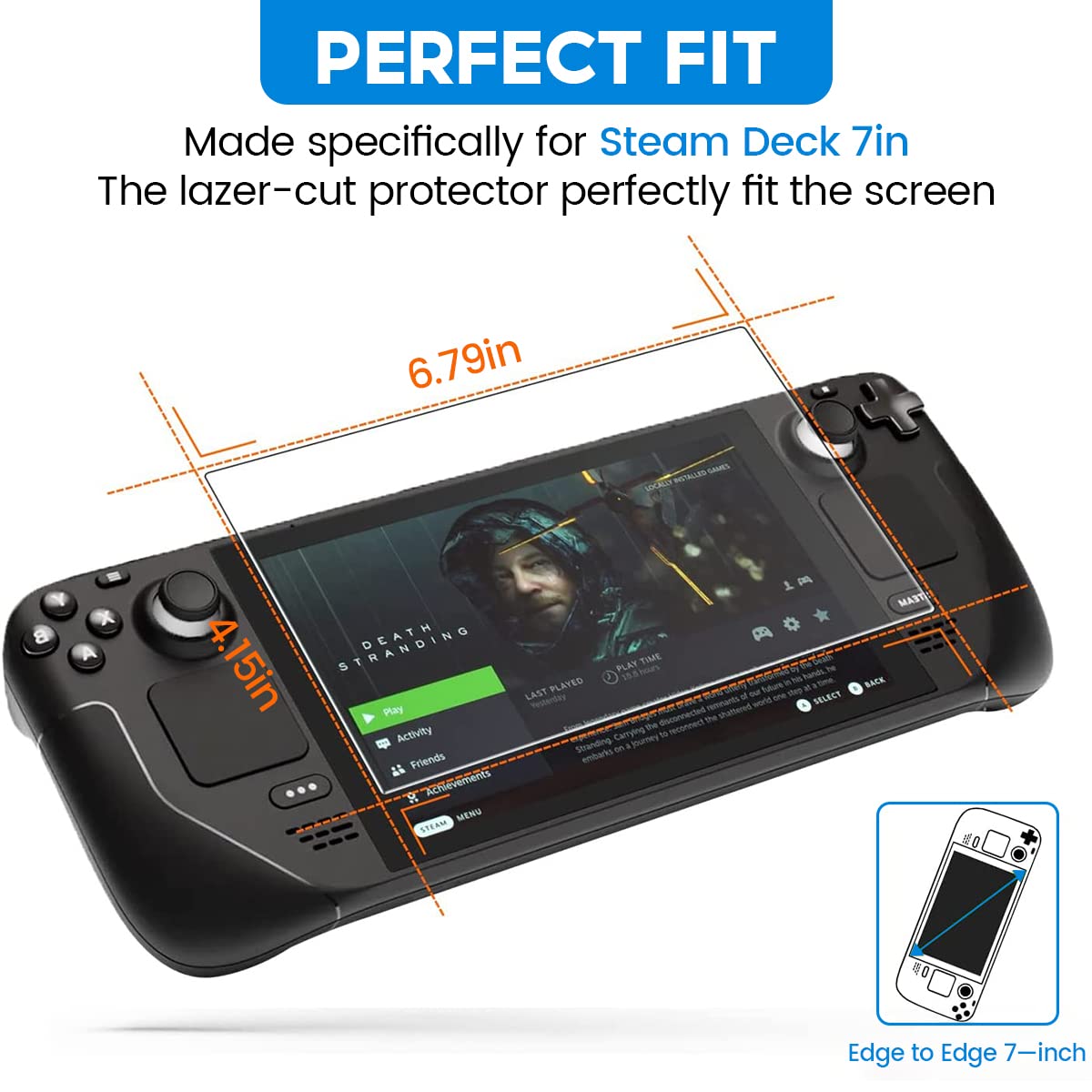 BELIEFLUO Steam Deck Screen Protector,Transparent HD Clear tempered glass protector Compatible with Steam Deck 7inch 2022. Anti-Scratch,Bubble Free[2-PACK]