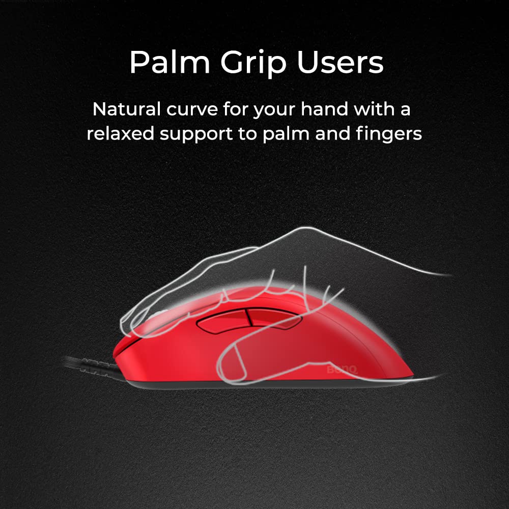 BenQ Zowie EC1 Special Edition V2 RED Ergonomic Gaming Mouse for Esports |Regular Weight| Paracord Cable & 16-Step Scroll| Driverless | Matte Coating | Large Size