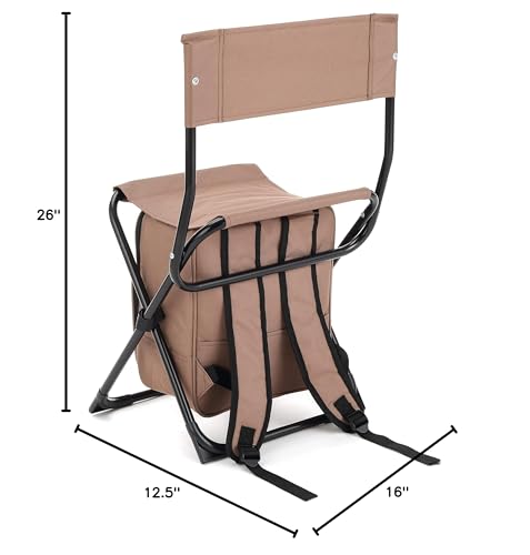 Arrowhead Outdoor Multi-Function 3-in-1 Compact Camp Chair: Backpack, Stool & Insulated Cooler, w/Bottle Holder & Storage Bag, External Pockets, Backrest, Fishing, Hiking, Heavy-Duty, USA-Based