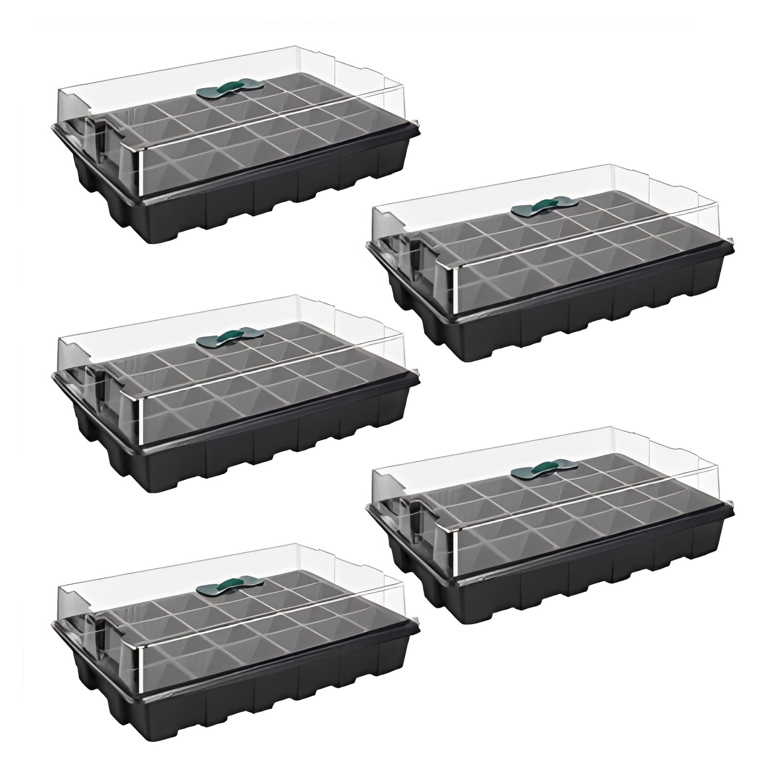 ANGTUO 10 Pack Seed Starter Tray with Humidity Dome and Lids 120 Cells Seedling Starter Kit Mini Greenhouse Grow Plant Tray for Gardening Germination