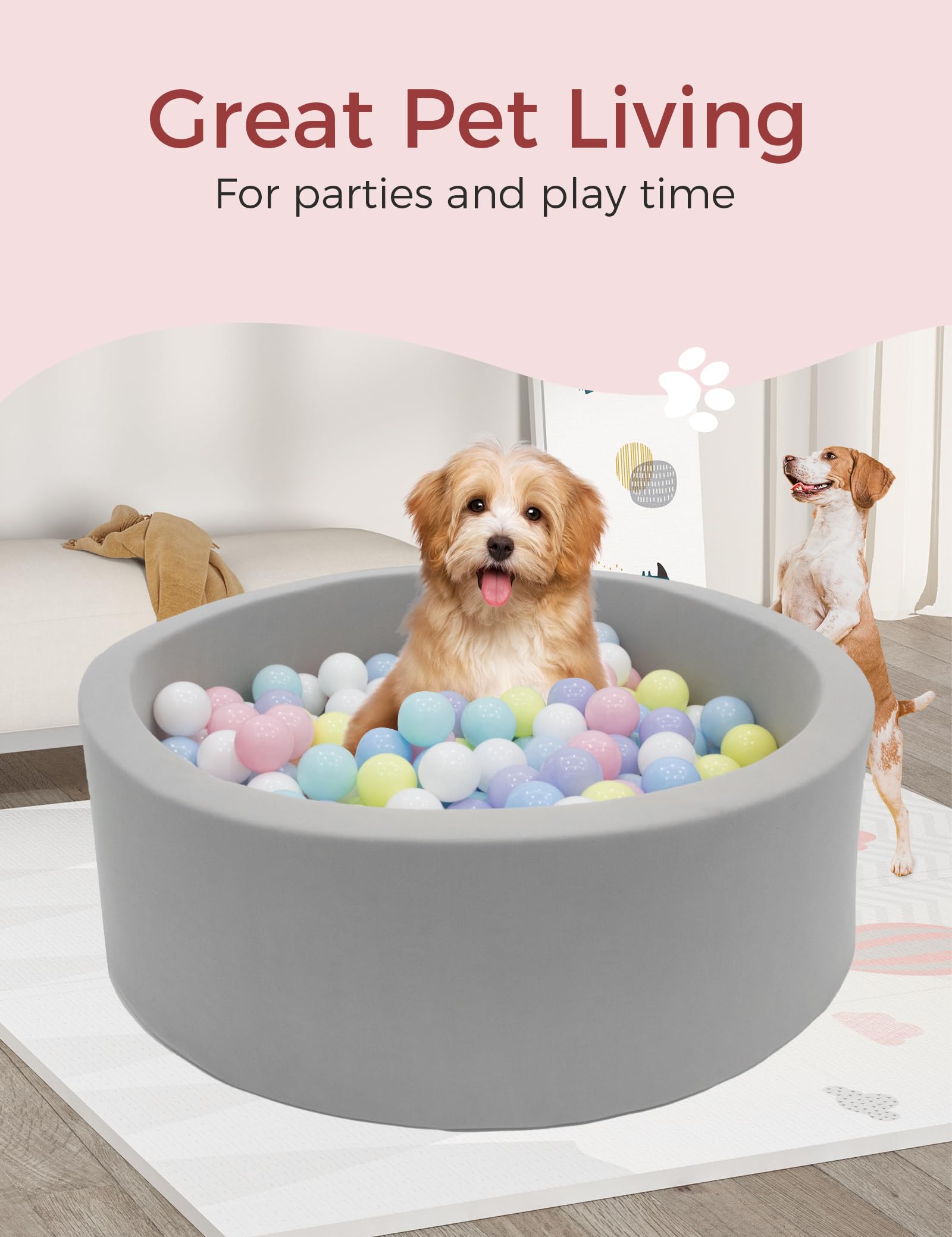 HOFISH Foam Playset with Ball Pit for Toddler Children, Playset Designed Easy to Clean or Install, Children Indoor Active Climbing Crawling and Playing -(Balls NOT Included) (Light Gray, 1PC)