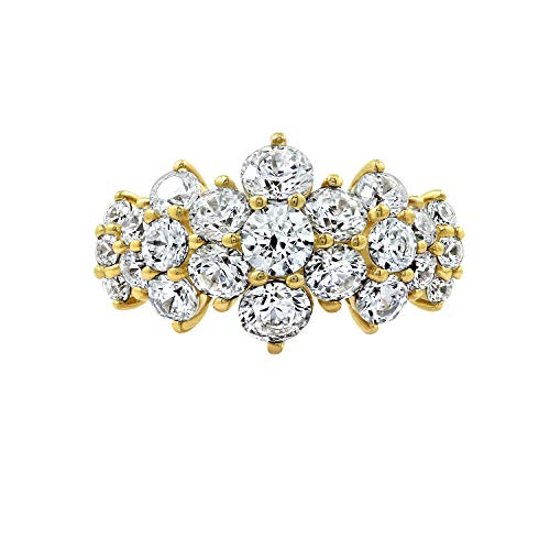 Amazon Essentials Yellow-Gold-Plated Sterling Silver Cluster Ring set with Round Cut Infinite Elements Cubic Zirconia (1.5 cttw), Size 8, (previously Amazon Collection)