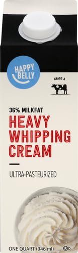 Amazon Fresh, Heavy Whipping Cream, Ultra-Pasteurized, Kosher, One Quart, 32 Fl Oz (Previously Happy Belly, Packaging May Vary)