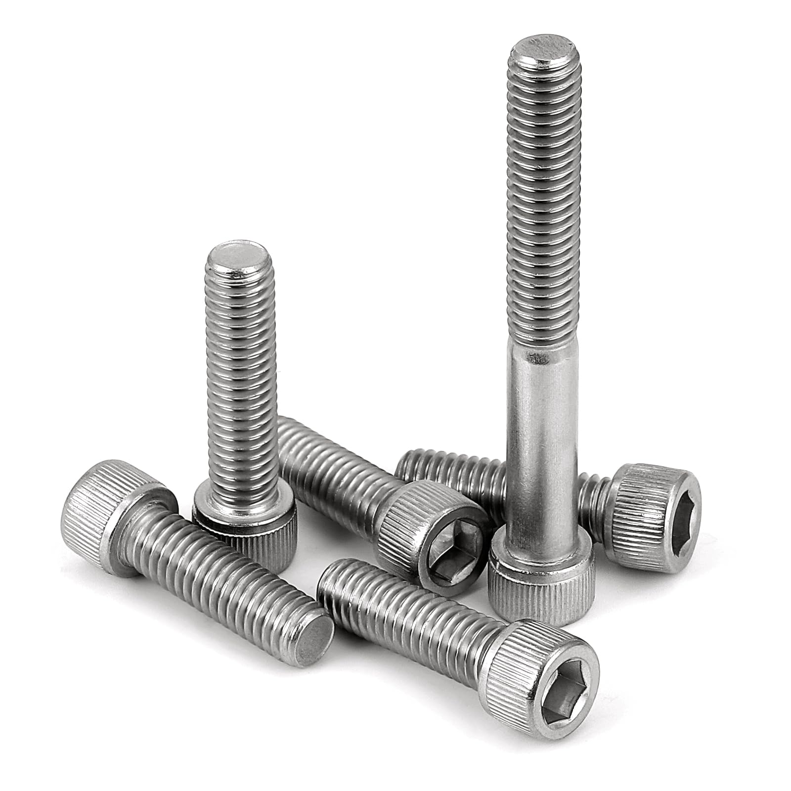 M8-1.25 x 50mm Socket Head Cap Screws, Allen Socket Drive, Stainless Steel 304, Full Thread, Bright Finish, 5 PCS