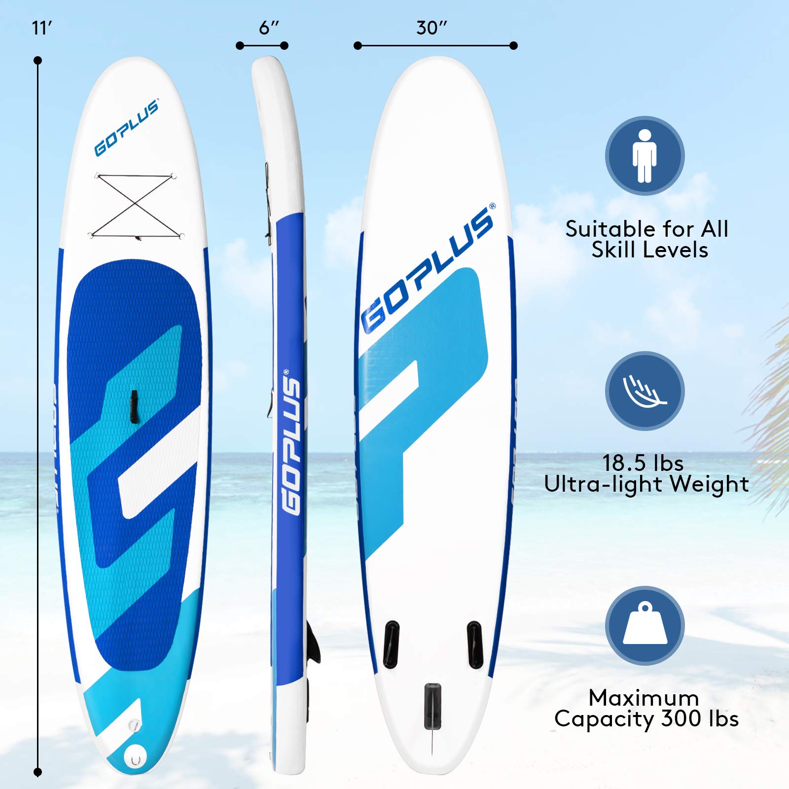 AUGESTER 10‘/10.5‘/11’ Inflatable Lightweight Stand up Paddle Board, Premium Yoga Board W/Durable SUP Accessories, with Fins, Carrying Bag, Non-Slip Deck, Adjustable Paddle & Hand Pump, Wide Stance