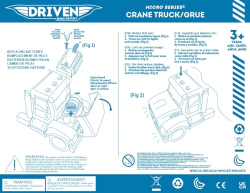 DRIVEN by Battat β Micro Crane Truck β Toy Crane Truck with Lights, Sounds and Movable Parts for Kids Age 3+ , Yellow