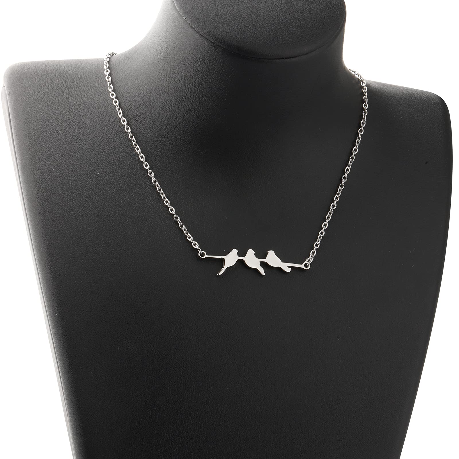 AKTAP Bird Necklace Birds on a Branch Necklace Three Little Birds Inspired Love Bird Jewelry