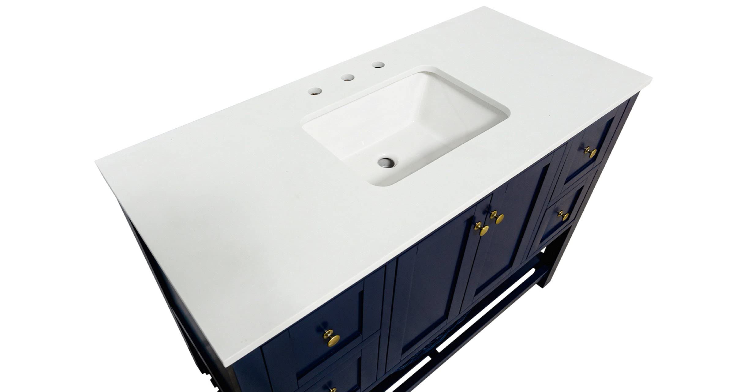 Lakeshore 48-inch Bathroom Vanity (Engineered White/Royal Blue): Includes Royal Blue Cabinet with Engineered White Countertop and White Ceramic Sink