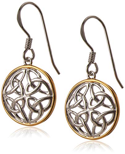 Amazon Essentials 18k Yellow Gold Plated Sterling Silver Two Tone Celtic Knot Round Drop Earrings ,(previously Amazon Collection)