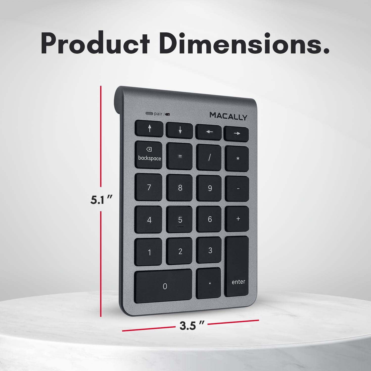 Macally 22 Keys Bluetooth Wireless Number Pad for Laptop and Desktop -10 Key Bluetooth Numeric Keypad with Arrow Keys for Easy Data Entry - Number Keypad for MacBook Pro Air, iMac, Apple, iPhone, iPad