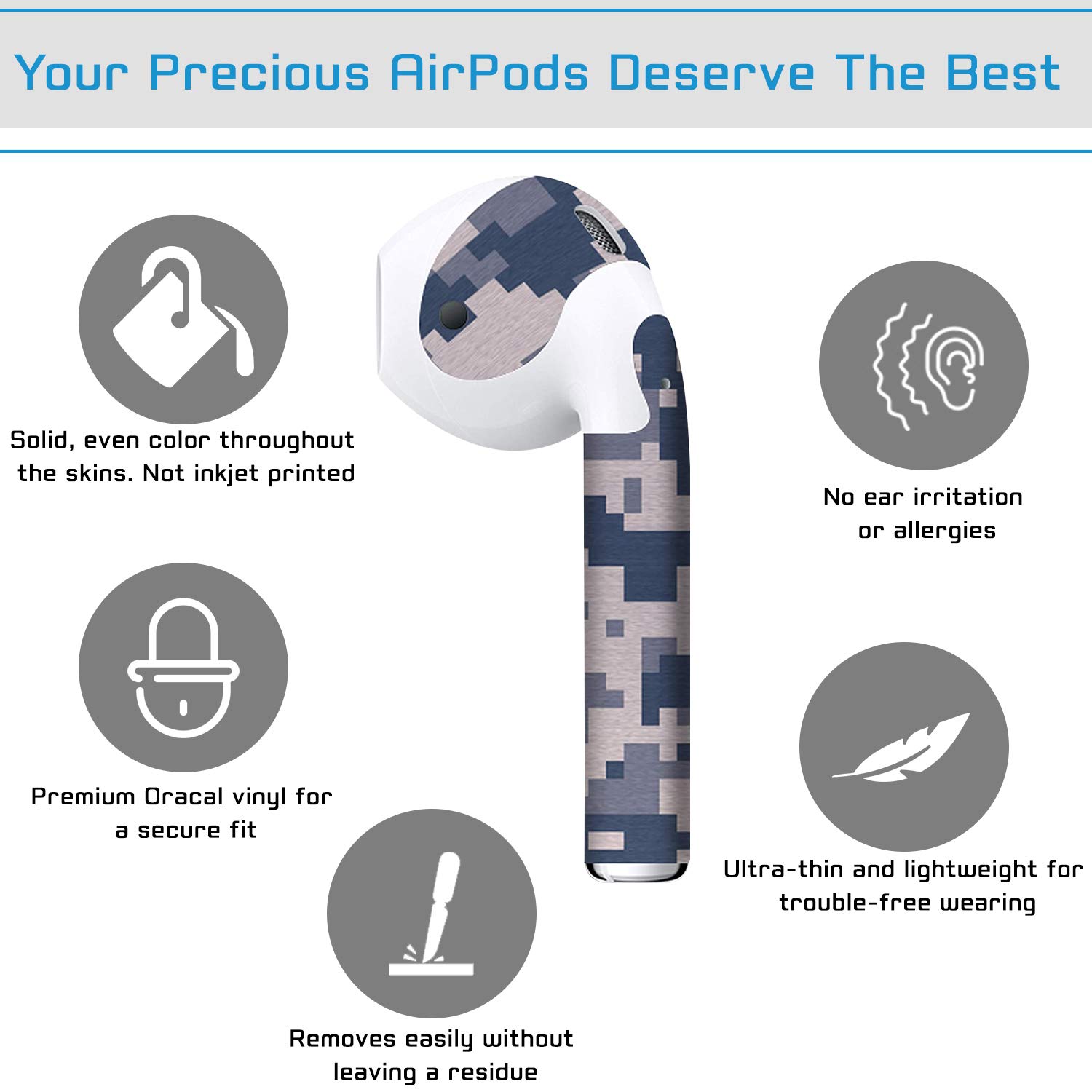 APSkins 2 Piece Printed Skin Wraps Compatible with Apple Airpods β Earpods Stickers & Vinyl Protective Decal for Protection & Customization - Apple Airpods Accessories (Leather)