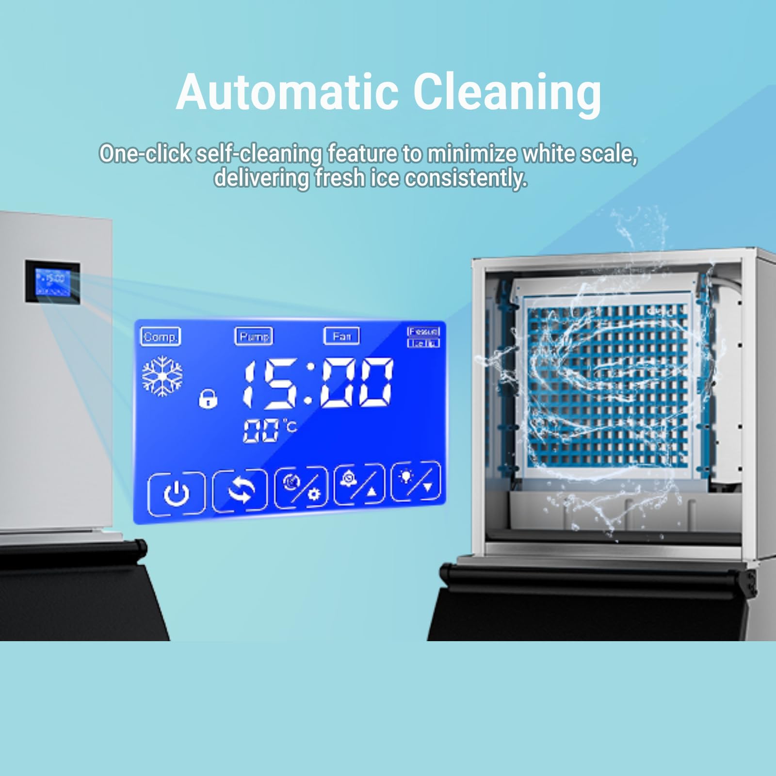 Commercial 500Lbs/24H Ice Maker Machine,Ice Ready in 5-15 min, 350Lbs Large Storage,800W Stainless Steel Nugget Ice Machine with Filters,Water Line Hook Up,Ice Thicknesses Adjustable