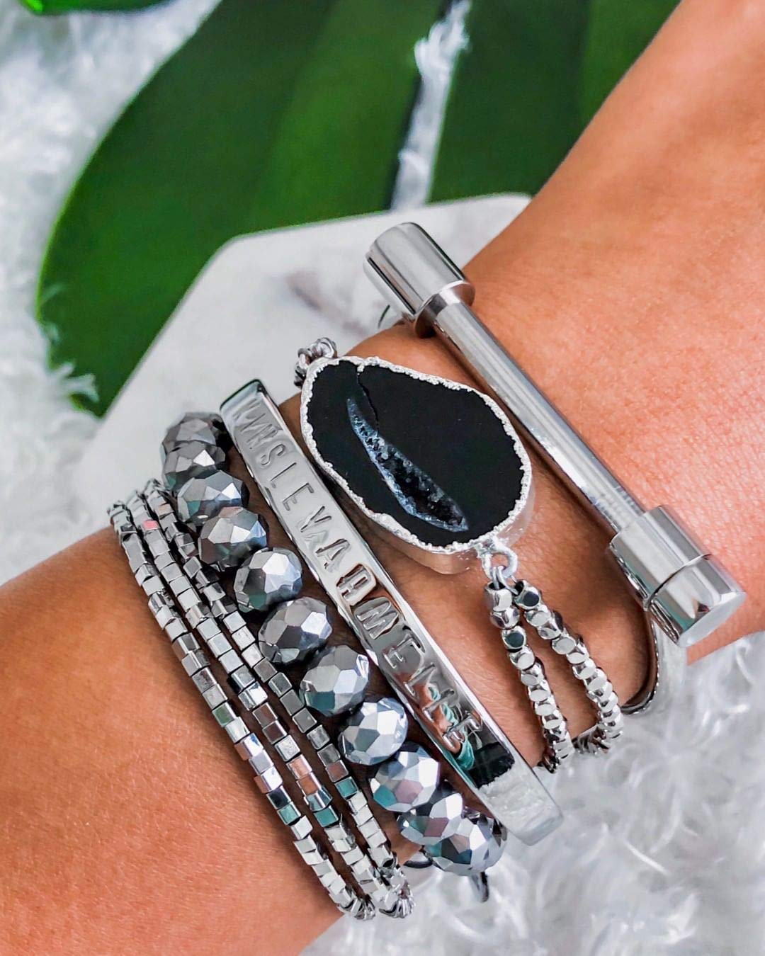 Agate Collection - Silver Slate Bracelet