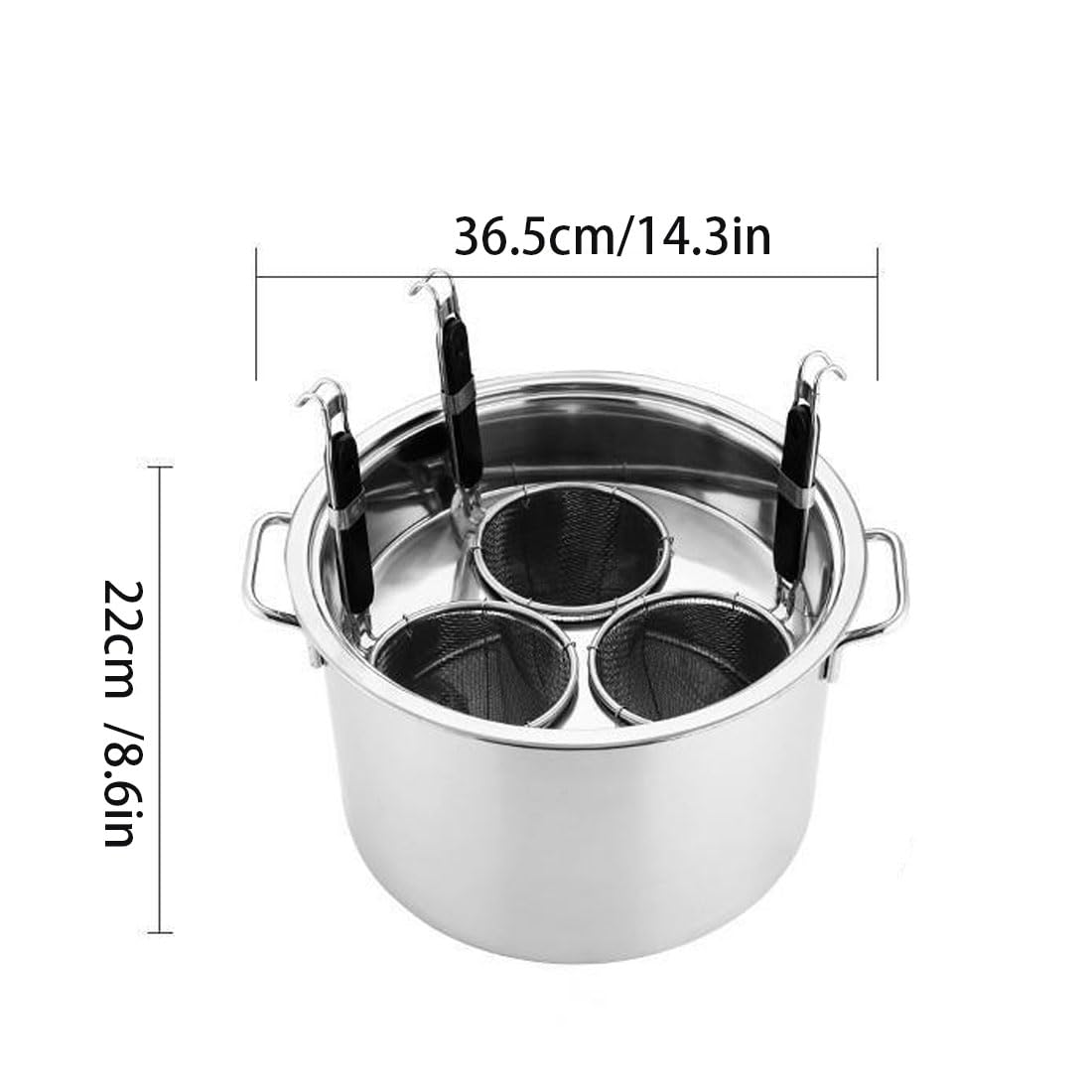 Buokaiw Pasta Cooker with Strainer,Stainless Steel Pasta Cooker Insert Set, Multipots Cooking Tool,Stock Pot with Lid, 3 Holes Pasta Basket for Boiling.for Kitchen Cooking Multiple