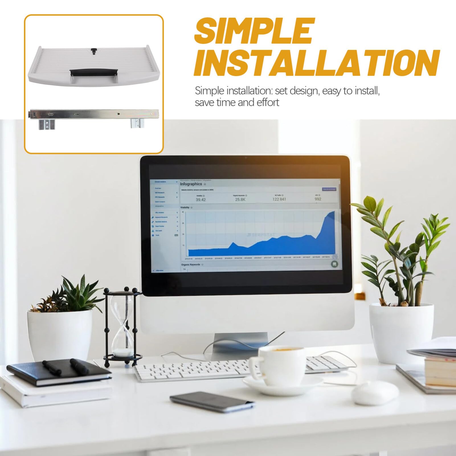 Angoily 1 Set Keyboard Tray Drawer Plastic Trays Office Desk Accessories Desk Tray Keyboard Holder Keyboard Shelf Under Desk Sliding Keyboard Under Desk Mount Slider Table Abs