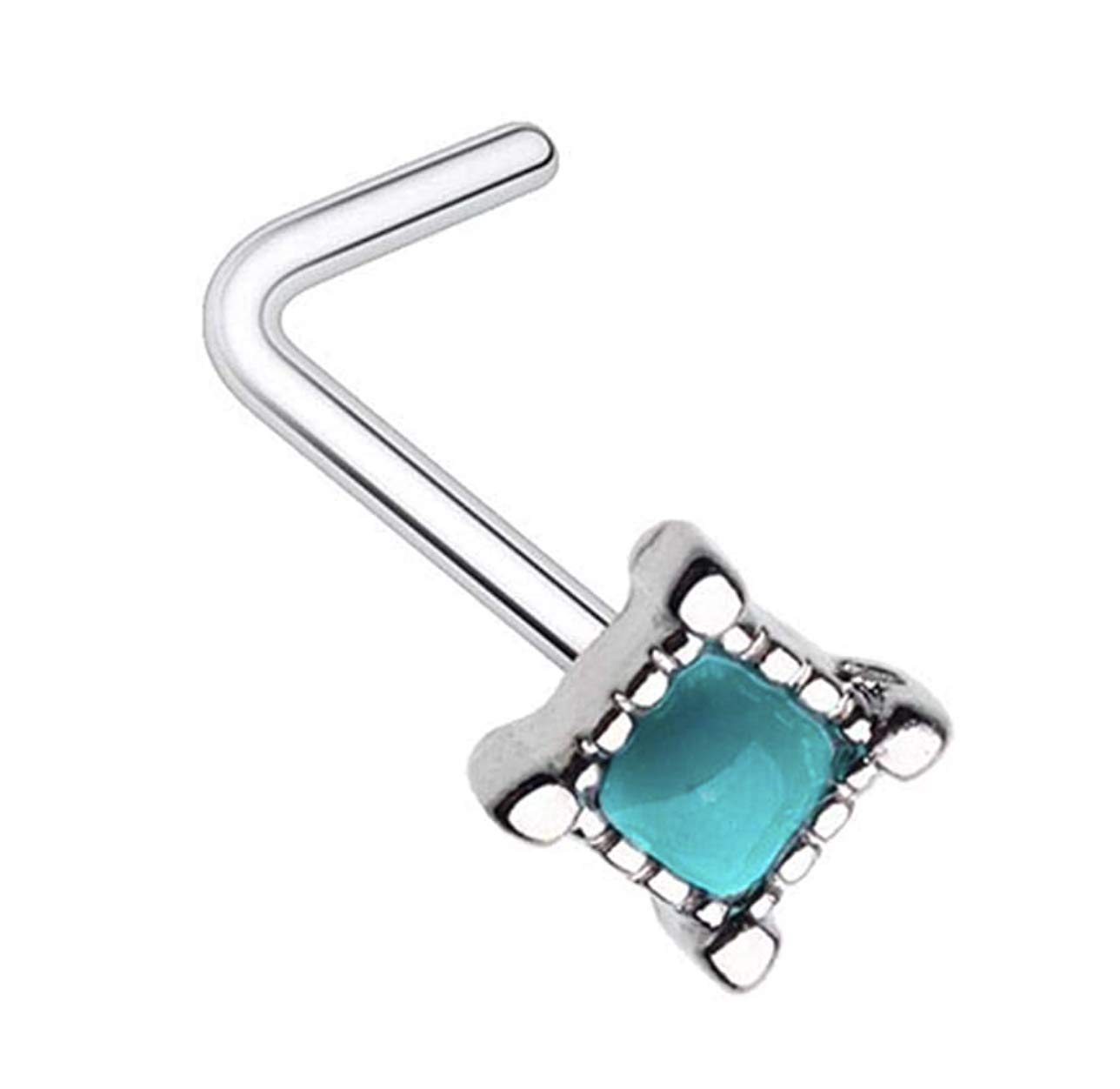 Amelia Fashion 20GA Arabian Princess L-Shape Nose Ring (Turquoise)