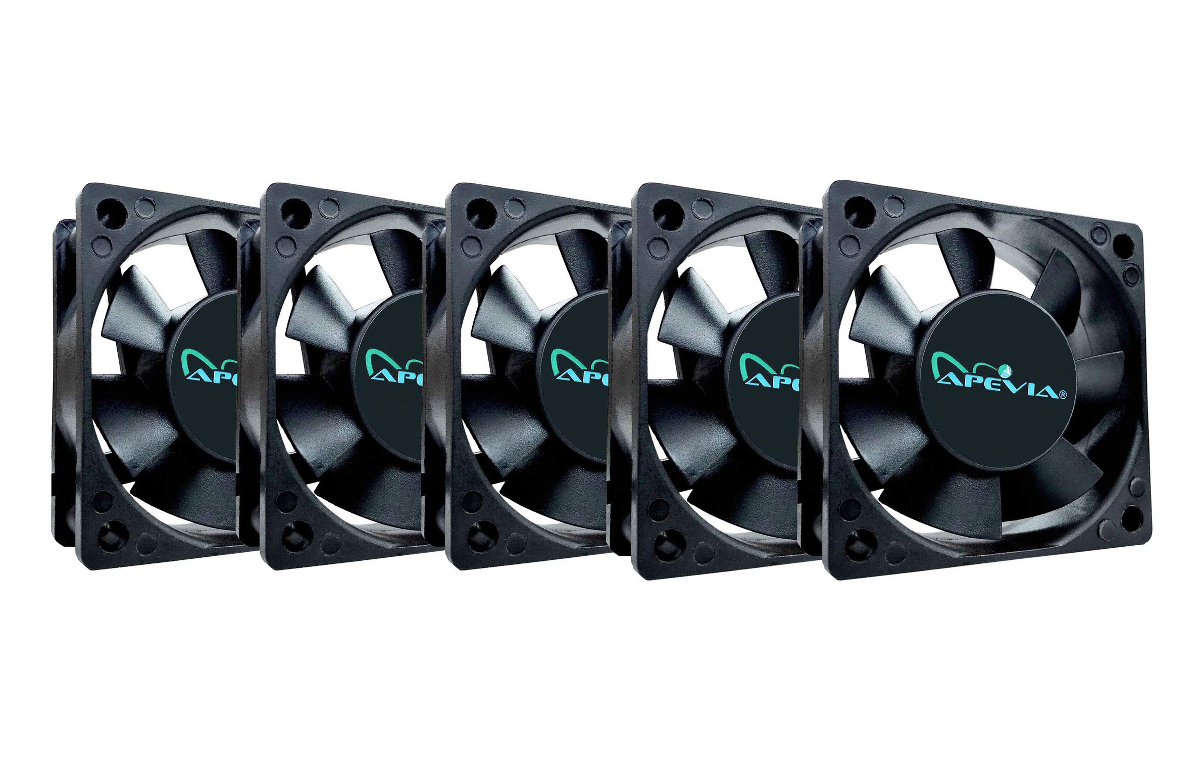 Apevia CF6025S-5 (5 Pk) 60mm x 60mm x 25mm Black Case Fan W/4PIN Molex + 3PIN Motherboard Adapter