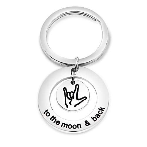 AKTAP Sign Language Jewelry I Love You to The and Back Keychain ASL Sign Language Gift Interpreter Gift ASL Jewelry