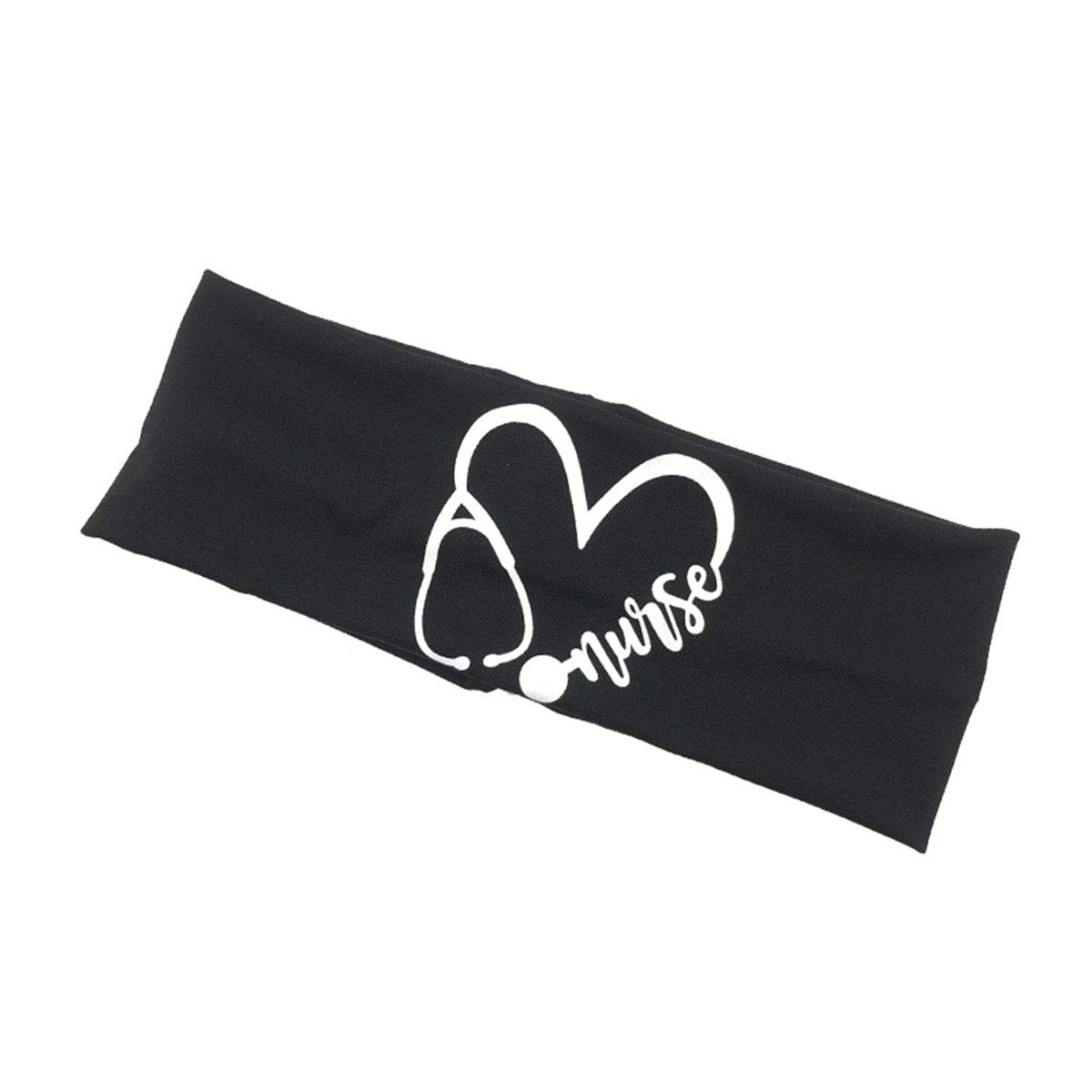 Asufegucd Headbands for Women with Buttons for Face Mask Ear Saver Headband for Nurses Elastic No Slip Hair Bands Workout (ASDJY0114)