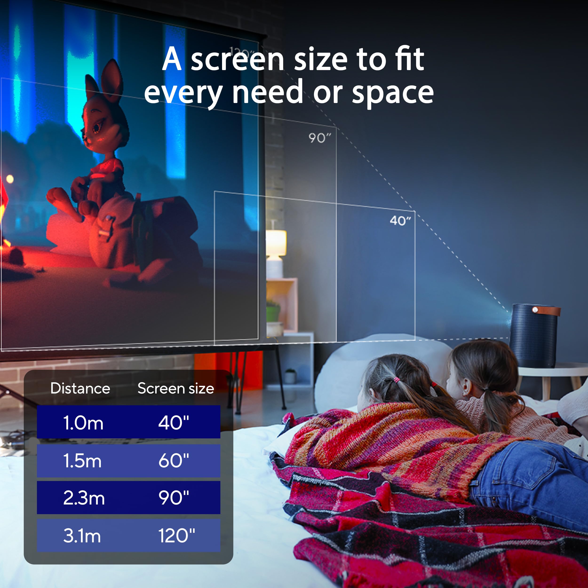 ASUS ZenBeam L2 Smart Portable Projector with WIFI and Bluetooth - 960 LED Lumens, 1080P, Chromecast, Built-in Battery, Speaker, 3.5 hr Video Playback, Wireless Projection, Light Wall, Android TV Box