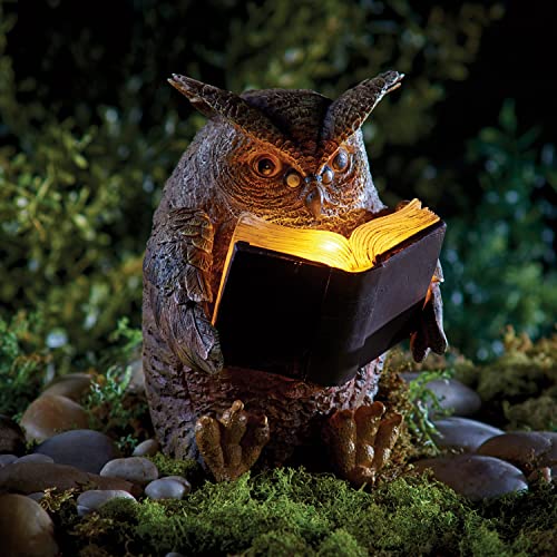 ART & ARTIFACT Solar Light Reading Owl - Outdoor Lawn Sculpture